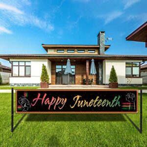 Large Happy Juneteenth Banner for Fence Juneteenth Decoration June 19th Independence Day Decor African Afro American Festival Celebration Supplies