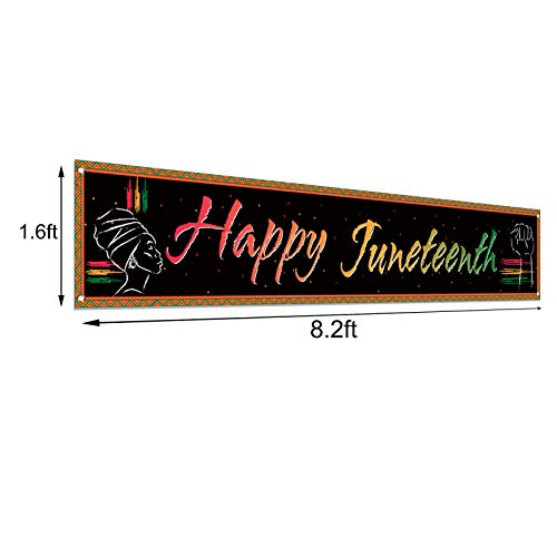 Large Happy Juneteenth Banner for Fence Juneteenth Decoration June 19th Independence Day Decor African Afro American Festival Celebration Supplies