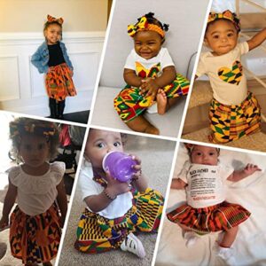 Alina Belle African Baby Girl Skirts Kente Print Outfit Short Skirt+Headband 2Pcs Set Clothes (2-3 Years, A1)