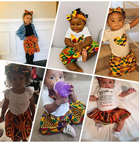 Alina Belle African Baby Girl Skirts Kente Print Outfit Short Skirt+Headband 2Pcs Set Clothes (2-3 Years, A1)