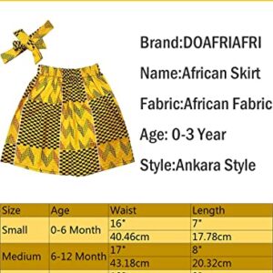 Alina Belle African Baby Girl Skirts Kente Print Outfit Short Skirt+Headband 2Pcs Set Clothes (2-3 Years, A1)