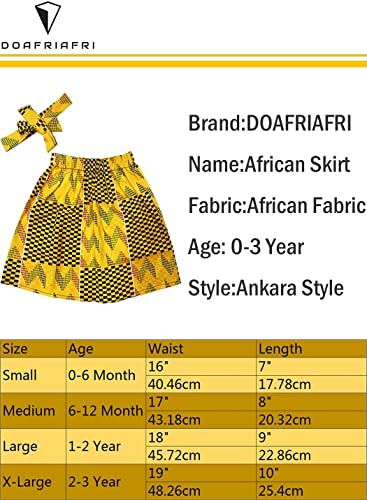 Alina Belle African Baby Girl Skirts Kente Print Outfit Short Skirt+Headband 2Pcs Set Clothes (2-3 Years, A1)