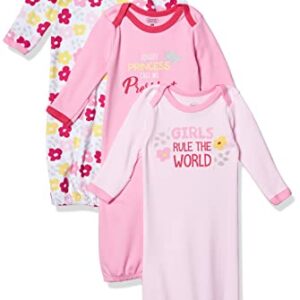 Luvable Friends Unisex Baby Cotton Gowns, Girls Rule, 0-6 Months