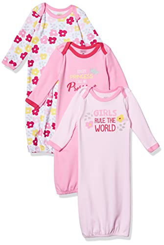 Luvable Friends Unisex Baby Cotton Gowns, Girls Rule, 0-6 Months