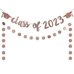 class of 2022 banner and graduation circle dots garland rose gold glitter – graduation party decorations 2022 rose gold,graduation decorations for girls,rose gold graduation banner 2022