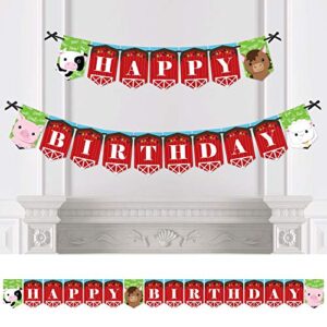 big dot of happiness farm animals – birthday party bunting banner – barnyard party decorations – happy birthday