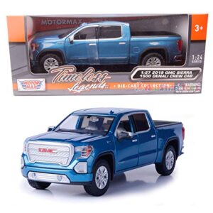 2019 gmc sierra 1500 denali crew cab – blue 1:24-1:27 scale diecast model by motormax 79362