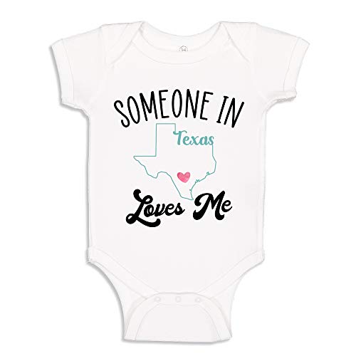 Someone in Texas Loves Me Long Distance Baby Gift State to State Bodysuit Infant One Piece 6 mo White