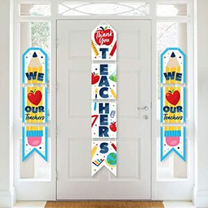 big dot of happiness thank you teachers – hanging vertical paper door banners – teacher appreciation wall decoration kit – indoor door decor