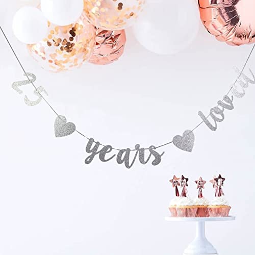 StarsGarden Glitter 25 Years Loved Banner – It's My Fabulous 25th Banner -25th Birthday Banner Decorations - Cheers to 25 Years Milestone Happy Birthday Decorations(Silver 25)