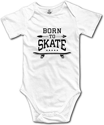 Skateboard Born to Skate Infant Cotton Short Sleeves Bodysuits Playsuit Clothes for Newborn White