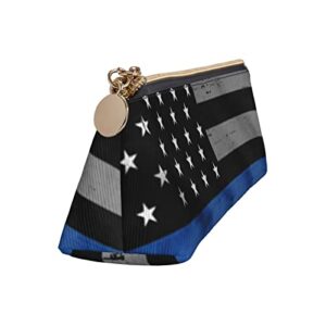 DCARSETCV American Thin Blue Line Flag Pencil Case Cute Pen Case Triangle Leather Pencil Pouch Office Pencil Box Bag Gifts For Adults Teen School Girls Boys