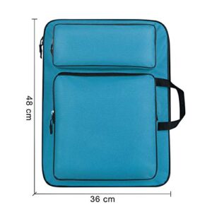 A3 Art Portfolio Carry Case Bag Student Drawboard Tote Handheld Storage Portable Shoulder Lightweight Box for 8k Sketch Pad Artist Drawing Painting Supplies