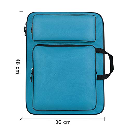 A3 Art Portfolio Carry Case Bag Student Drawboard Tote Handheld Storage Portable Shoulder Lightweight Box for 8k Sketch Pad Artist Drawing Painting Supplies