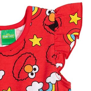 Sesame Street Elmo Baby Girls French Terry Ruffle Romper Red 24 Months