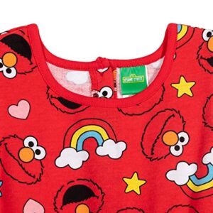 Sesame Street Elmo Baby Girls French Terry Ruffle Romper Red 24 Months