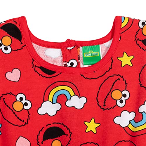 Sesame Street Elmo Baby Girls French Terry Ruffle Romper Red 24 Months