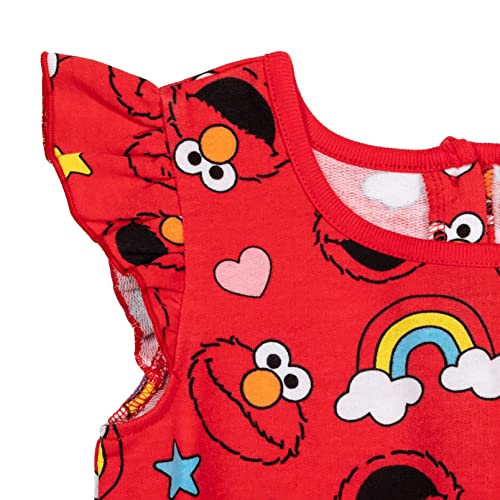 Sesame Street Elmo Baby Girls French Terry Ruffle Romper Red 24 Months