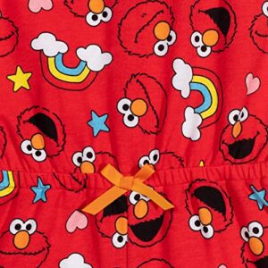 Sesame Street Elmo Baby Girls French Terry Ruffle Romper Red 24 Months