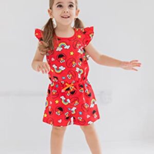 Sesame Street Elmo Baby Girls French Terry Ruffle Romper Red 24 Months