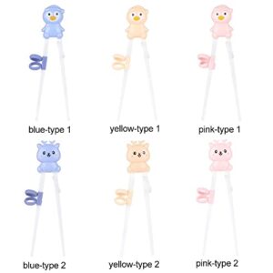 Learning Chopsticks Cartoon Training Tableware Kids Baby Eating Helper(type 2,blue)