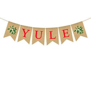 rainlemon burlap yule banner pagan christmas mistletoe rustic winter farmhouse fireplace mantle decoration