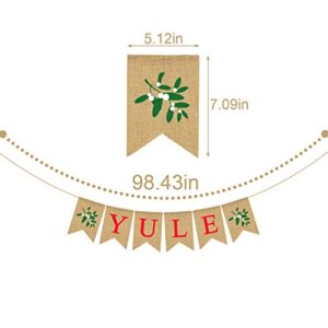 Rainlemon Burlap Yule Banner Pagan Christmas Mistletoe Rustic Winter Farmhouse Fireplace Mantle Decoration