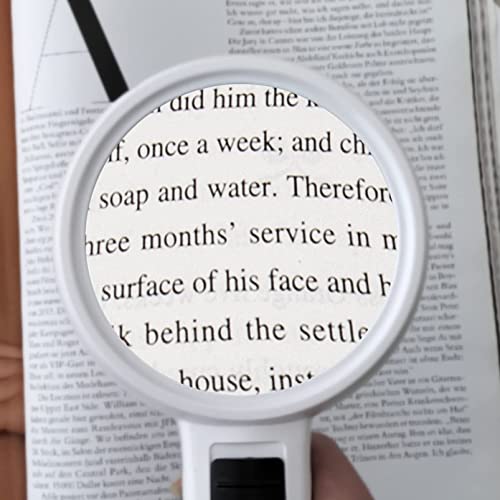 Magnifying Glass with Light, 30x Handheld Large Magnifying Glass, LED Illuminated Magnifier, Double Layer optial Glass Lens for Macular Degeneration, Seniors Reading Children Nature Exploring