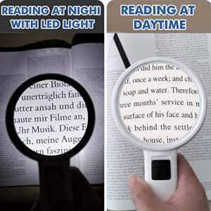 Magnifying Glass with Light, 30x Handheld Large Magnifying Glass, LED Illuminated Magnifier, Double Layer optial Glass Lens for Macular Degeneration, Seniors Reading Children Nature Exploring