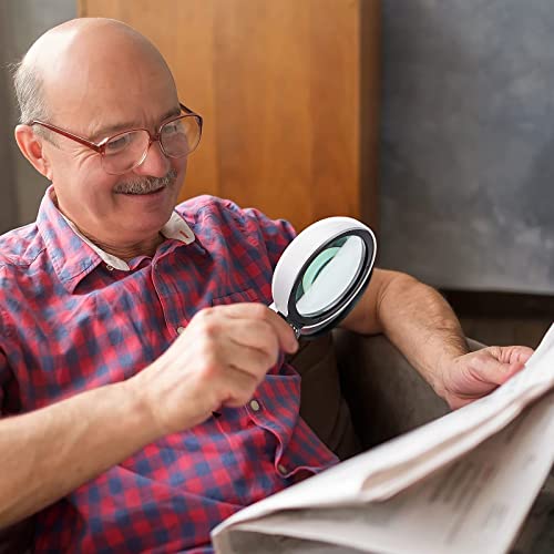 Magnifying Glass with Light, 30x Handheld Large Magnifying Glass, LED Illuminated Magnifier, Double Layer optial Glass Lens for Macular Degeneration, Seniors Reading Children Nature Exploring