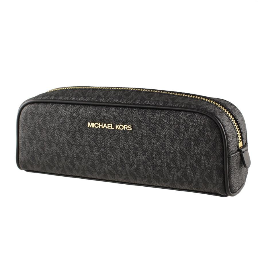 Michael Kors Giftables Medium Pencil Case Signature Leather Makeup Case (Black)