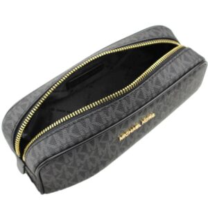 Michael Kors Giftables Medium Pencil Case Signature Leather Makeup Case (Black)