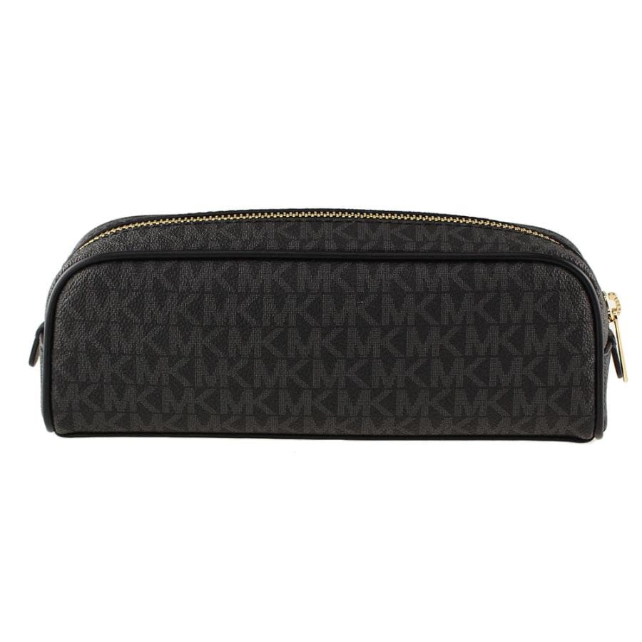 Michael Kors Giftables Medium Pencil Case Signature Leather Makeup Case (Black)