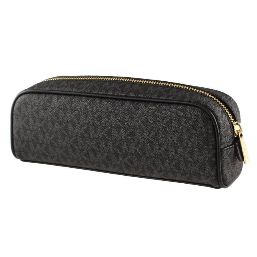 Michael Kors Giftables Medium Pencil Case Signature Leather Makeup Case (Black)