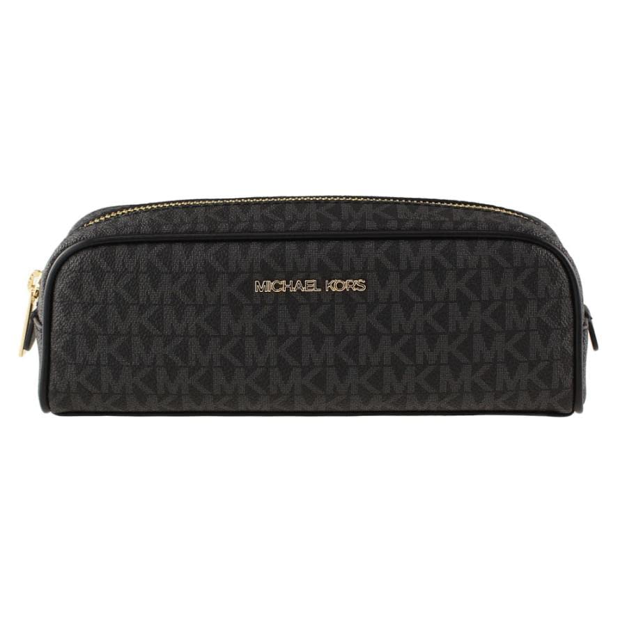 Michael Kors Giftables Medium Pencil Case Signature Leather Makeup Case (Black)