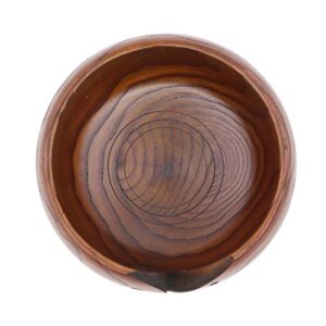 Apol Handmade Wooden Yarn Bowl Round Shape 5.5×3.2 inch Wool Holder Organizer for Knitting Crochet