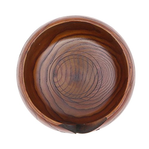 Apol Handmade Wooden Yarn Bowl Round Shape 5.5×3.2 inch Wool Holder Organizer for Knitting Crochet