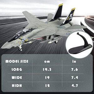 HANGHANG 1/100 F14 Tomcat Model Skeleton Fighter（Foldable Wings） Attack Plane Diecast Military Models Metal Airplane Models for Collection or Gift