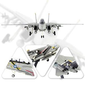 HANGHANG 1/100 F14 Tomcat Model Skeleton Fighter（Foldable Wings） Attack Plane Diecast Military Models Metal Airplane Models for Collection or Gift