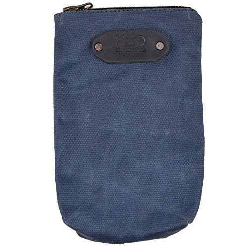 Hide & Drink, Scribbler Pouch Handmade from Waxed Canvas (Blue Mar)