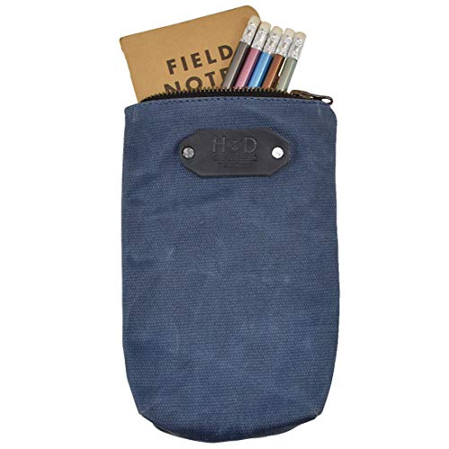 Hide & Drink, Scribbler Pouch Handmade from Waxed Canvas (Blue Mar)