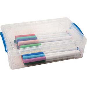 advantus 37539 super stacker large pencil box, 9 x 5 1/2 x 2 5/8, clear