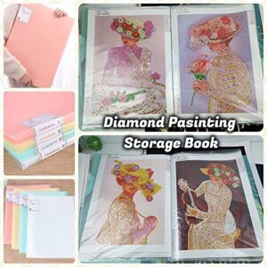 Diamond Painting Storage Presentation Book 2 Pieces A3 30 Clear Pockets Sleeves Protectors Art Portfolio Clear Book, Binder for Artist, Photo Album Refill Page, Large Portfolio Folder(17*12in)