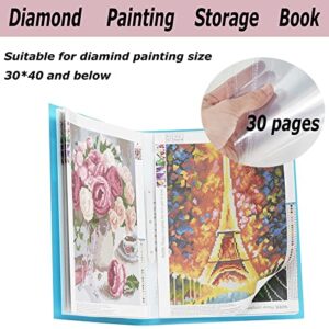 Diamond Painting Storage Presentation Book 2 Pieces A3 30 Clear Pockets Sleeves Protectors Art Portfolio Clear Book, Binder for Artist, Photo Album Refill Page, Large Portfolio Folder(17*12in)