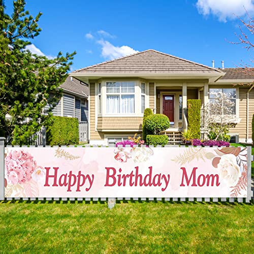 Labakita Large Happy Birthday Mom Banner, Women's Birthday Decorations, Mother Birthday Banner, Happy Birthday Decorations for Women