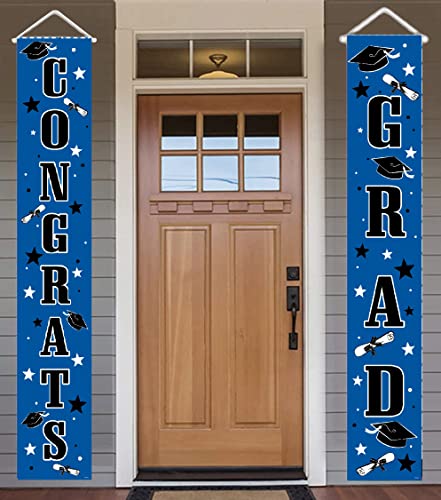 Graduation Porch Banners for Home,Businesses, Schools, Includes Balloons decorations for Class of 2023 (Blue)