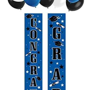 Graduation Porch Banners for Home,Businesses, Schools, Includes Balloons decorations for Class of 2023 (Blue)