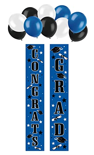 Graduation Porch Banners for Home,Businesses, Schools, Includes Balloons decorations for Class of 2023 (Blue)