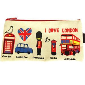 lotusflowert Canvas Pencil Case,The American Style I Love London Set of 4