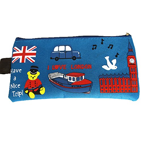 lotusflowert Canvas Pencil Case,The American Style I Love London Set of 4